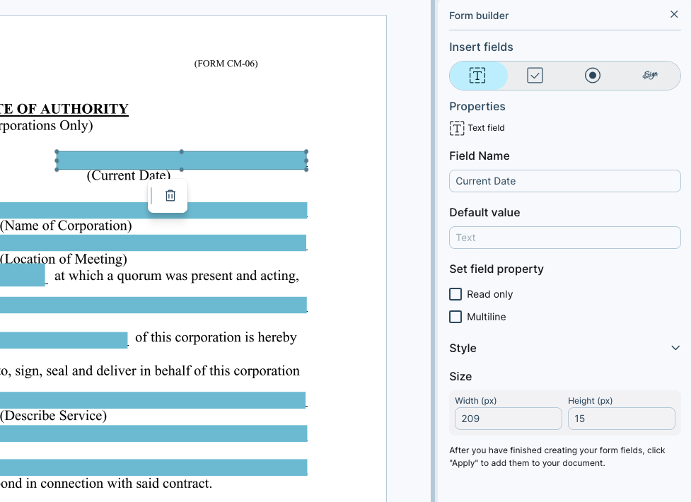 How do I modify existing form fields on a PDF?